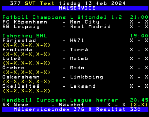 SVT 377 Text TV | Dalarnas Sport och Friidrott